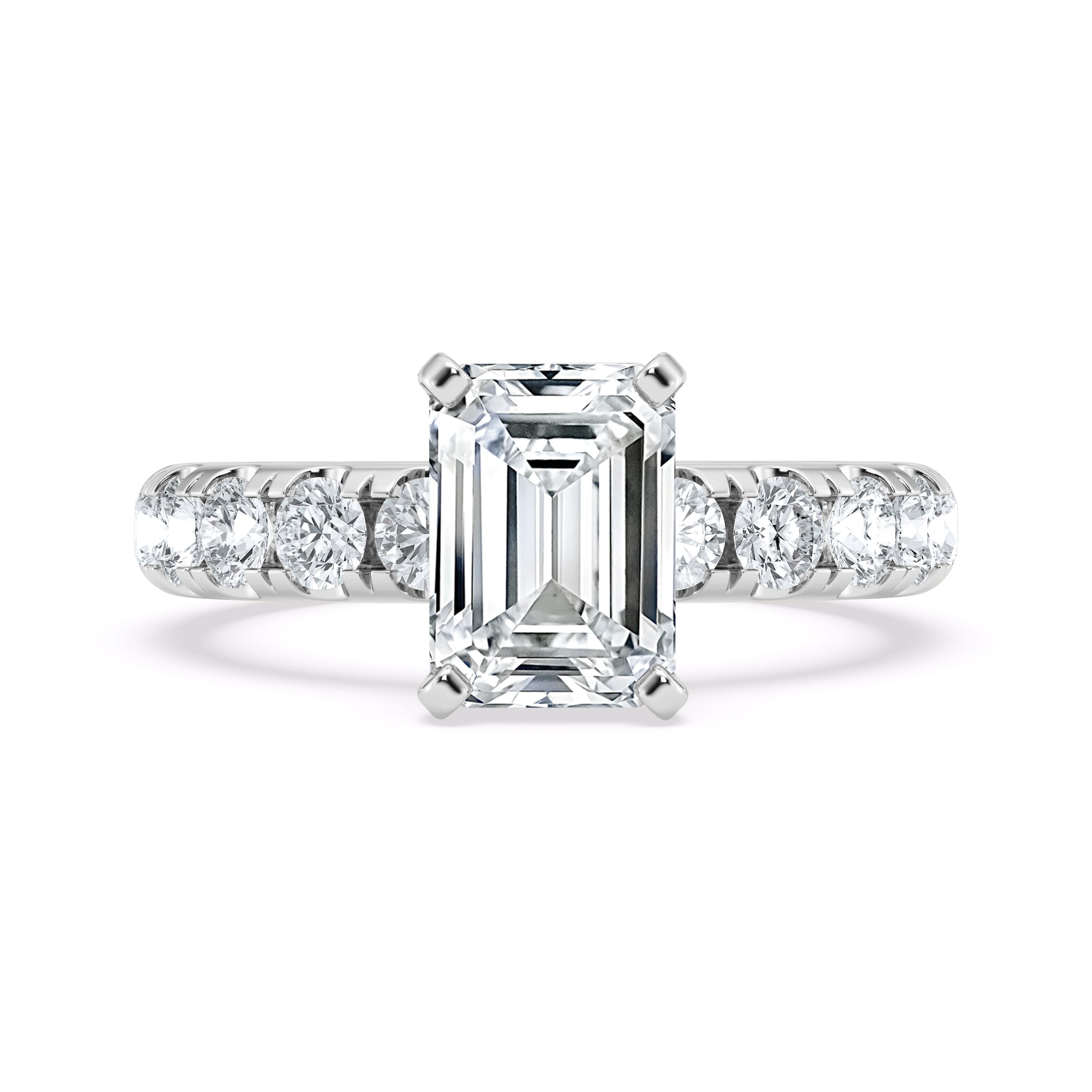 Eterna Jewelry 14K White Gold Plated Ring - 1.9 Ct Emerald Cut ...