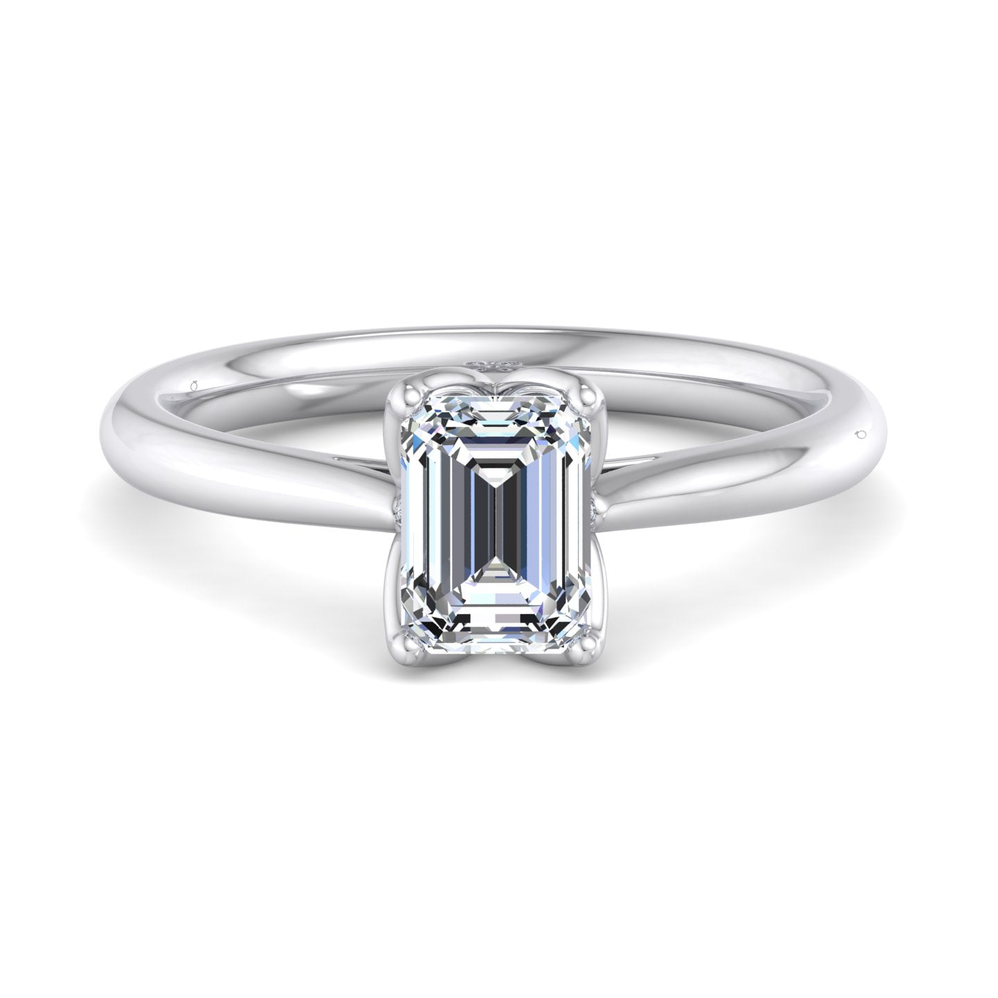 Eterna Jewelry 14K White Gold Plated Wedding Ring - 1.9 Ct Moissanite Ring - Elegant Emerald Cut ...