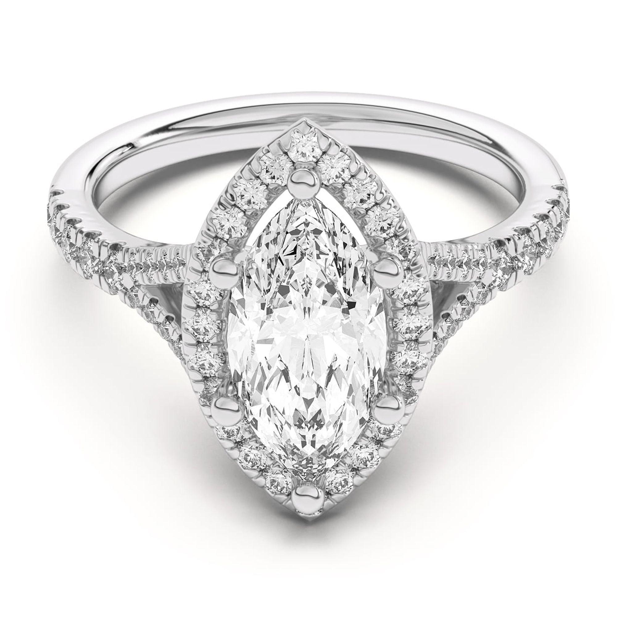 Eterna jewelry 1.7 Ct Marquise Cut Moissanite Wedding Anniversary Ring - 14K White Gold Plated ...