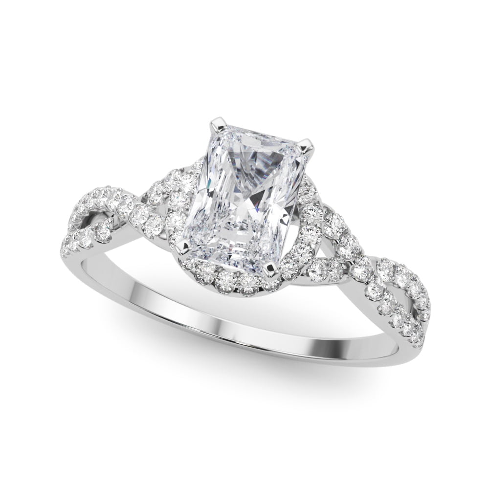 Eterna jewelry 14K White Gold Plated Engagement Ring - 1.8 Ct Radiant ...