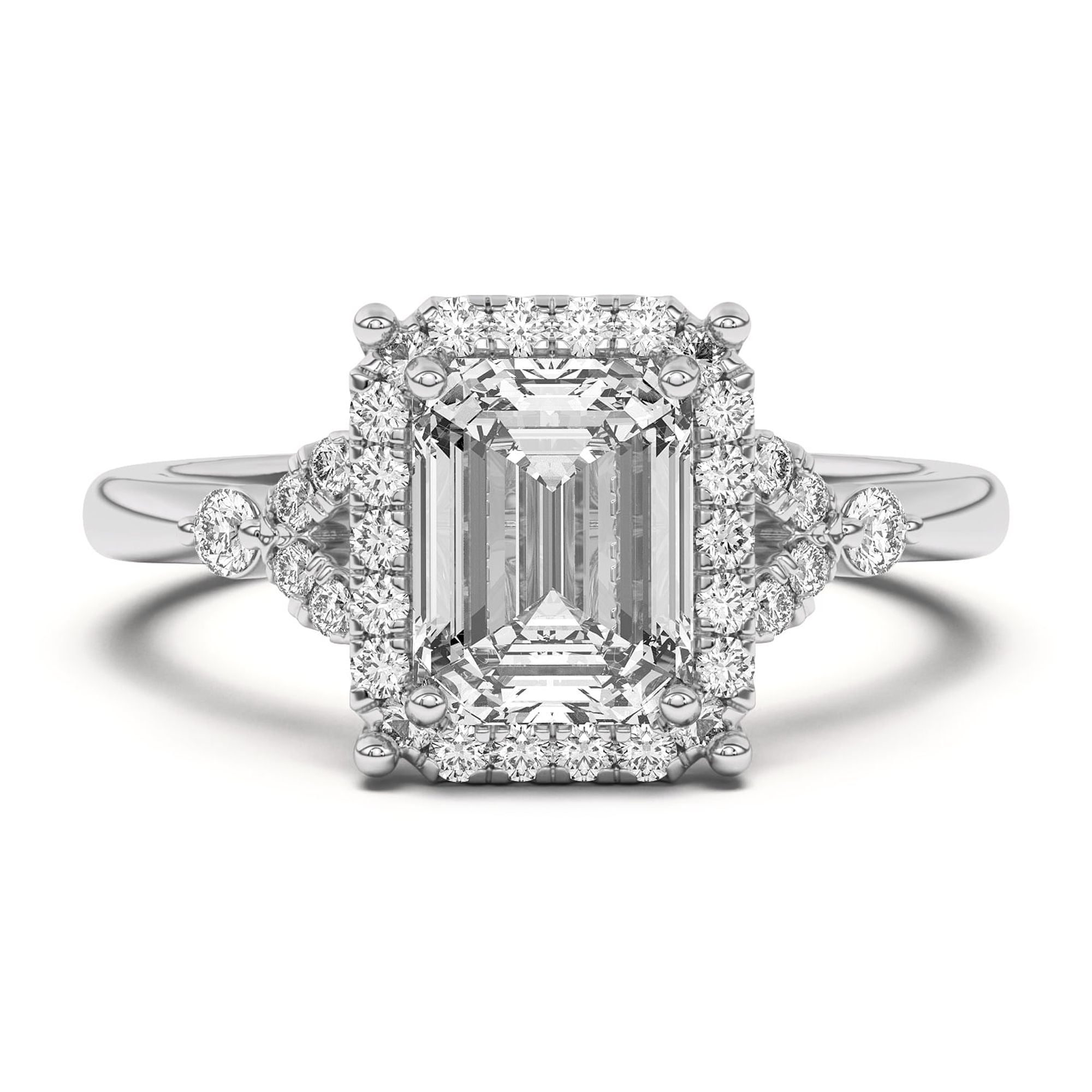 Eterna jewelry 14K White Gold Plated Rings - 1.8 Ct Emerald Cut ...