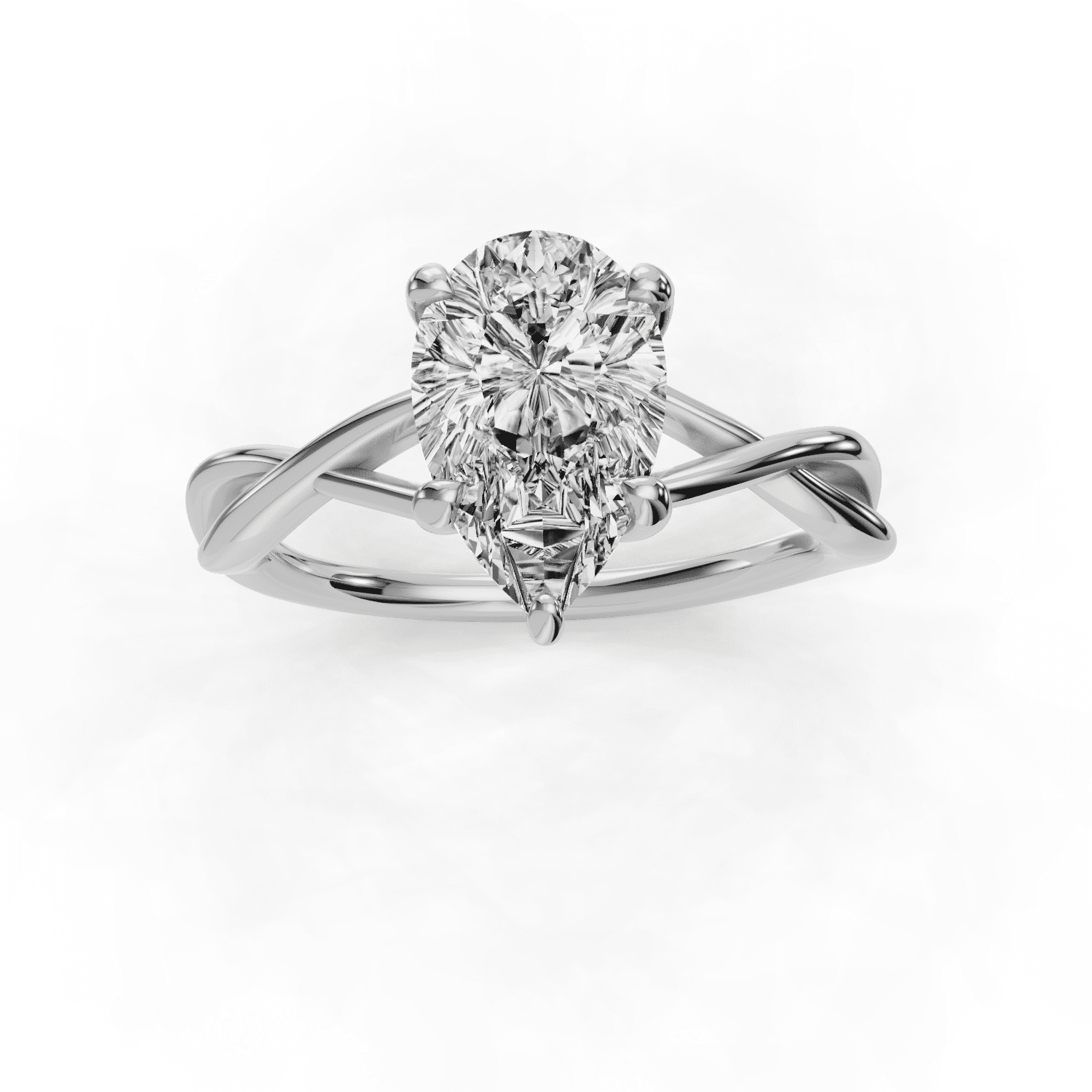 Eterna jewelry Criss Cross Engagement Ring - 1.5 Ct Pear Cut Moissanite ...