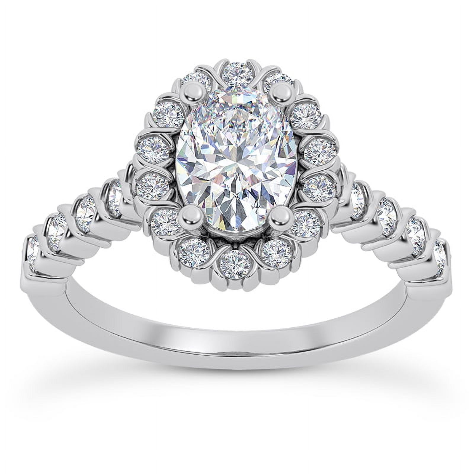 Eterna jewelry Wedding Anniversary Ring for Her - 1.7 Ct Oval Cut Moissanite Ring - 14K White ...