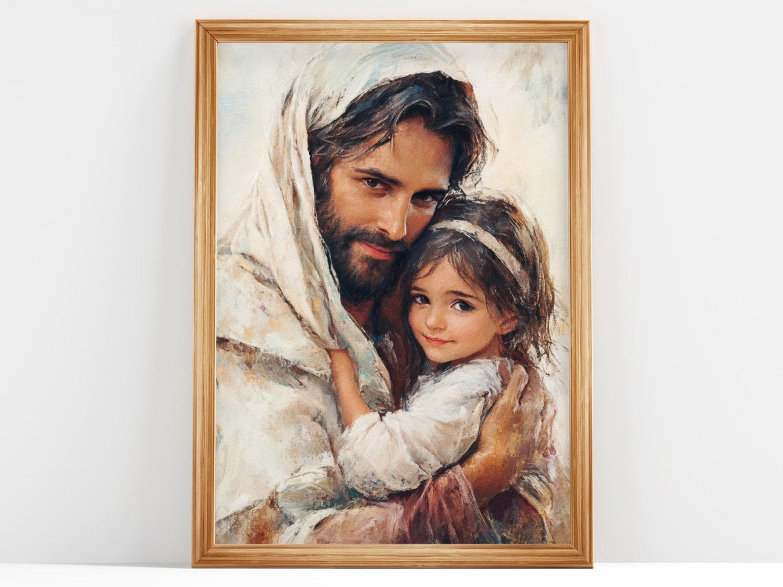 Eternal Embrace, Jesus, Girl, Christian Art, Religious Painting, Faith, Love, Peace, Serenity ...