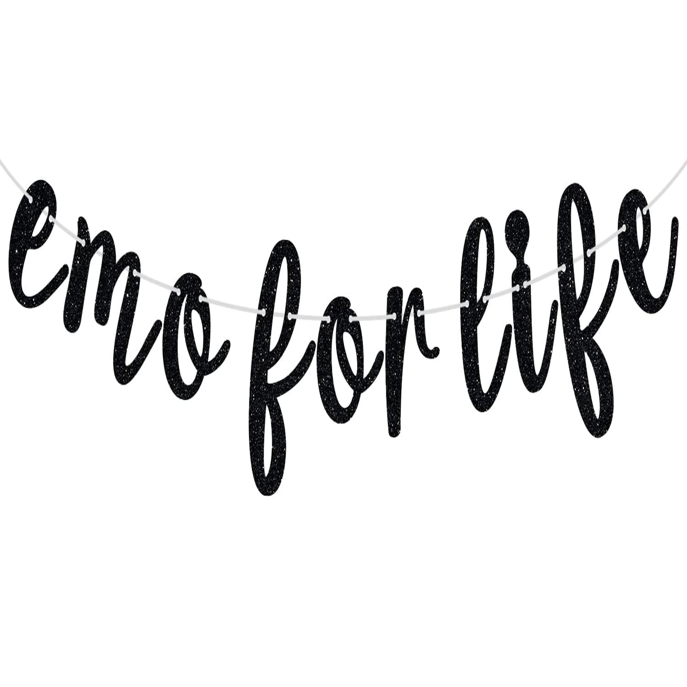 Eternal Emo Vibes Banner - Black Glitter Gothic Decor for Emo Parties ...