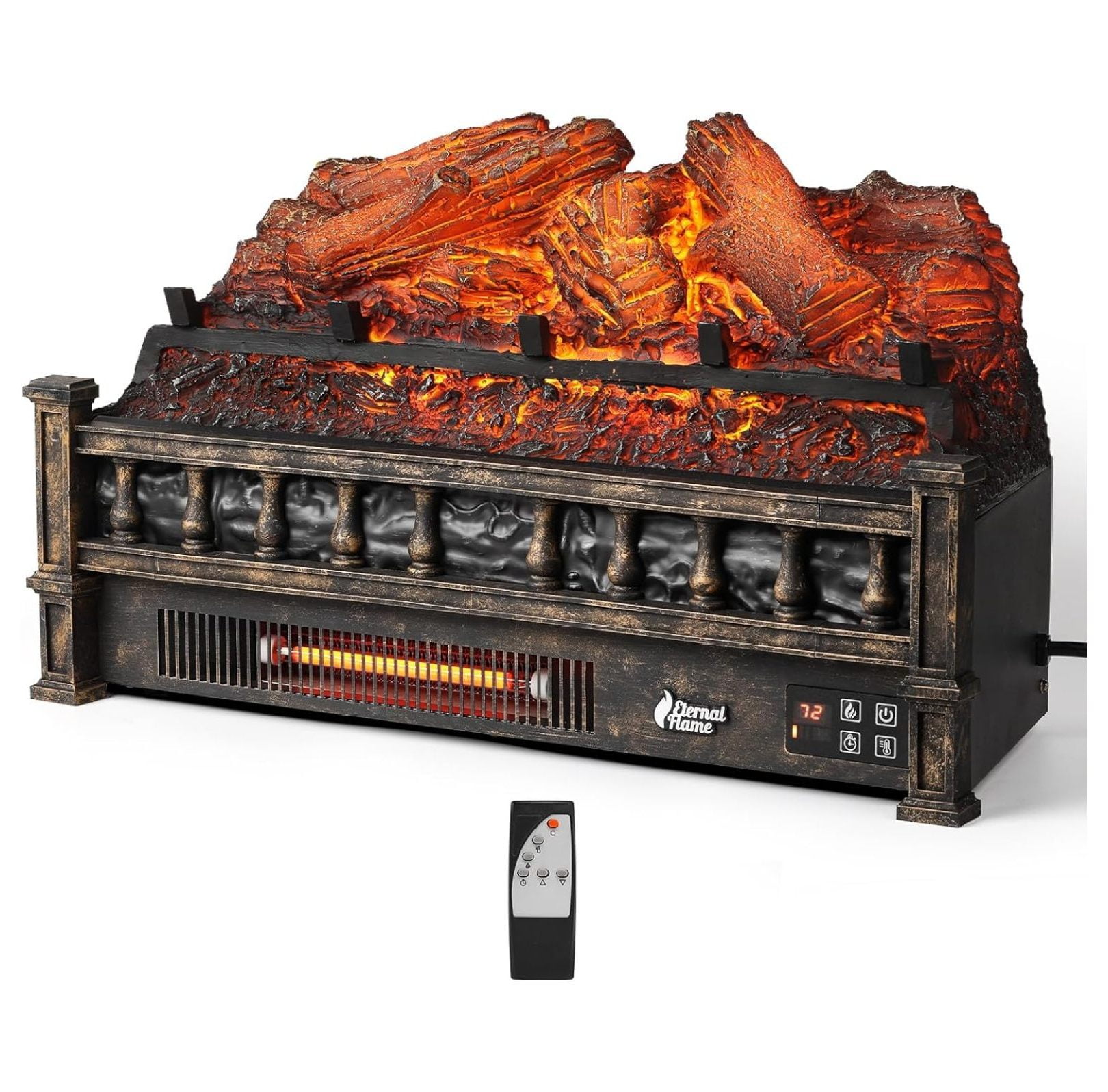 Eternal Flame Infrared Electric Fireplace Logs, 23" Infrared Quartz ...