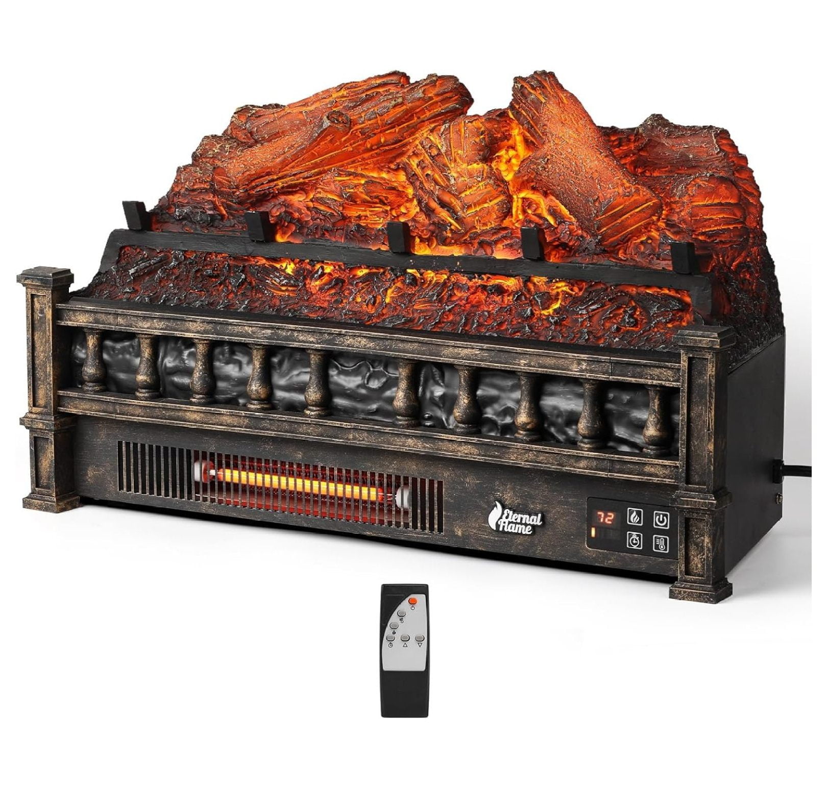Eternal Flame Infrared Electric Fireplace Logs, 23" Infrared Quartz ...
