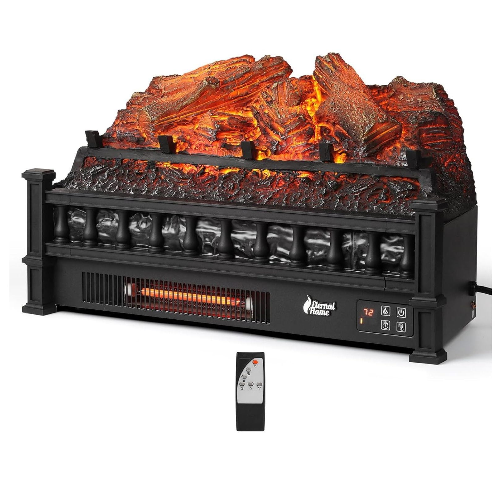 Eternal Flame Infrared Electric Fireplace Logs, 23" Infrared Quartz ...