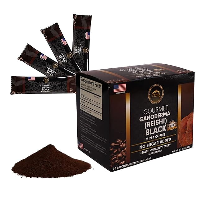 Eternal Gourmet Ganoderma (REISHI) Black Coffee 2 in1 Made in USA Cafe ...