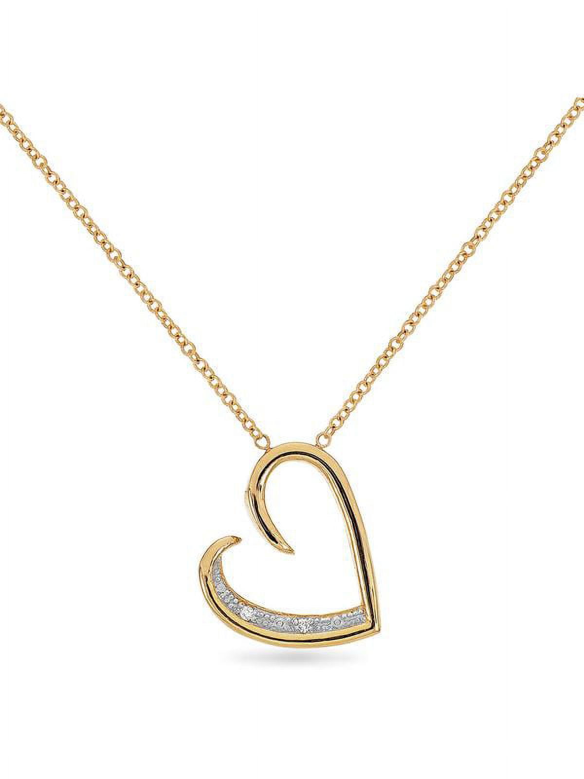 Eternal Heart 14KT Yellow Gold Diamond Open Sideways Heart Necklace 18 ...