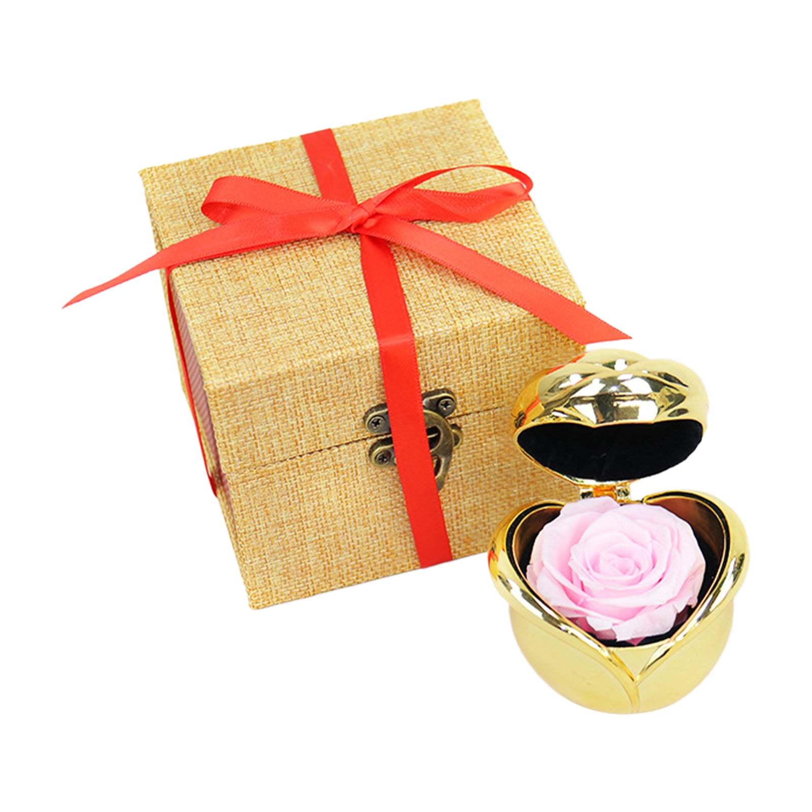 Eternal Life Flower Jewelry Box Metal Single Rose Decoration Creative Jewelry Box Boxing Gift ...