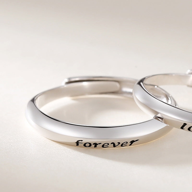 Eternal Love Couple Ring Adjustable Opening Matching Band for Lovers ...