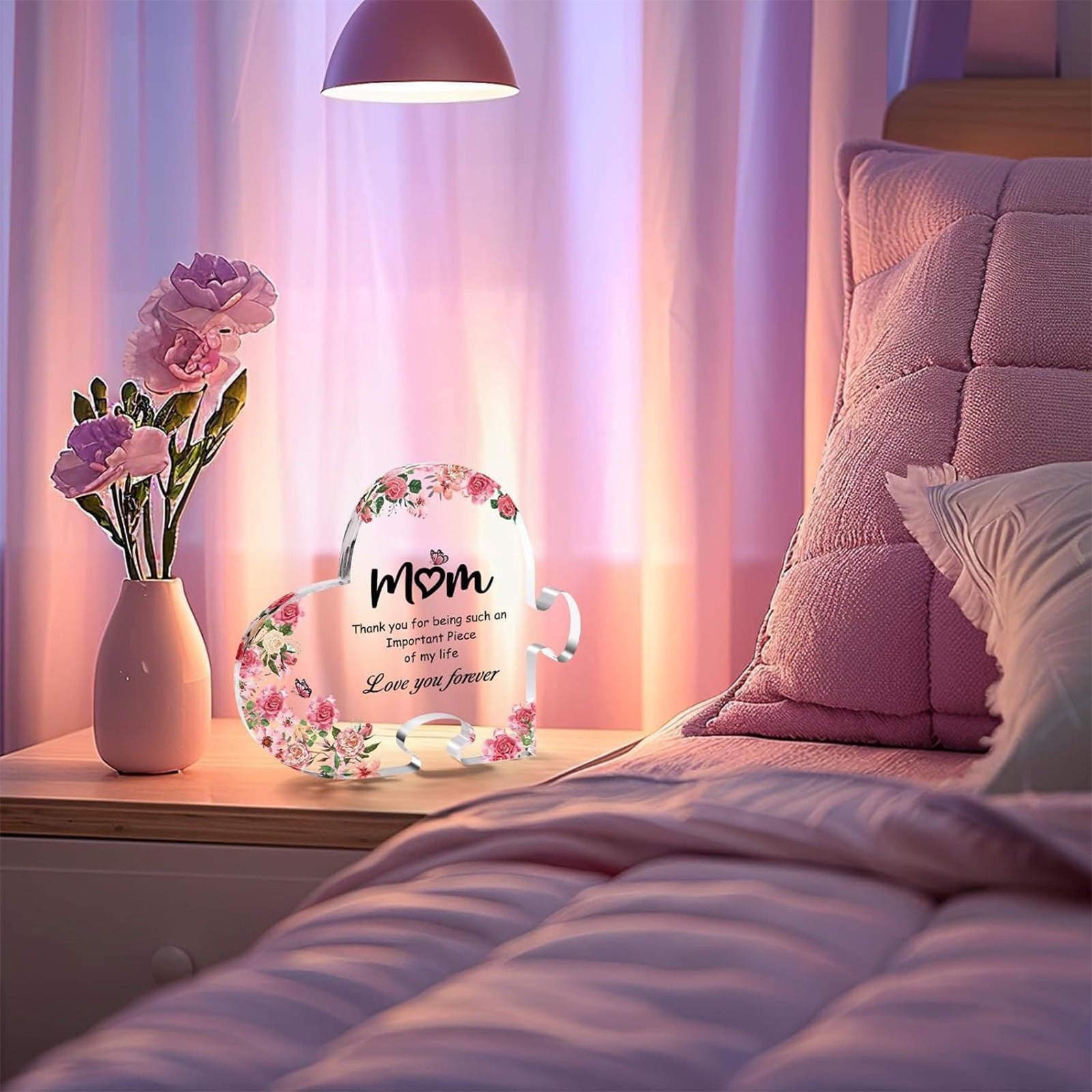 Eternal Preserved Rose in Acrylic Heart with LED Lights - Romantic Gift ...