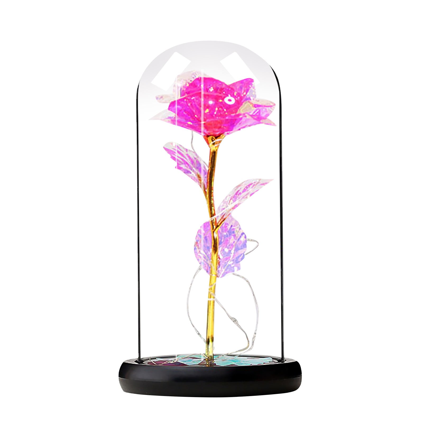 Eternal Rose Under Glass Dome with Lights & Durable Base, Valentine's ...