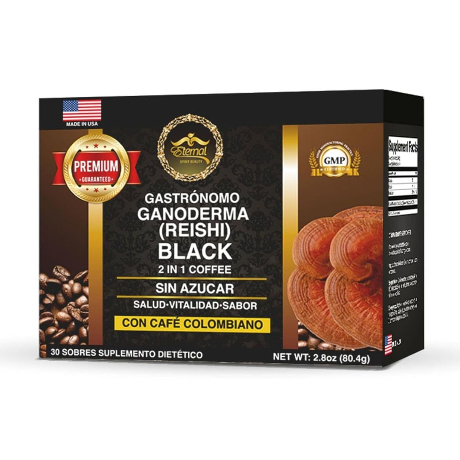 Eternal Spirit Beauty Gourmet Ganoderma (Reishi) Black 2 in 1 Coffee ...