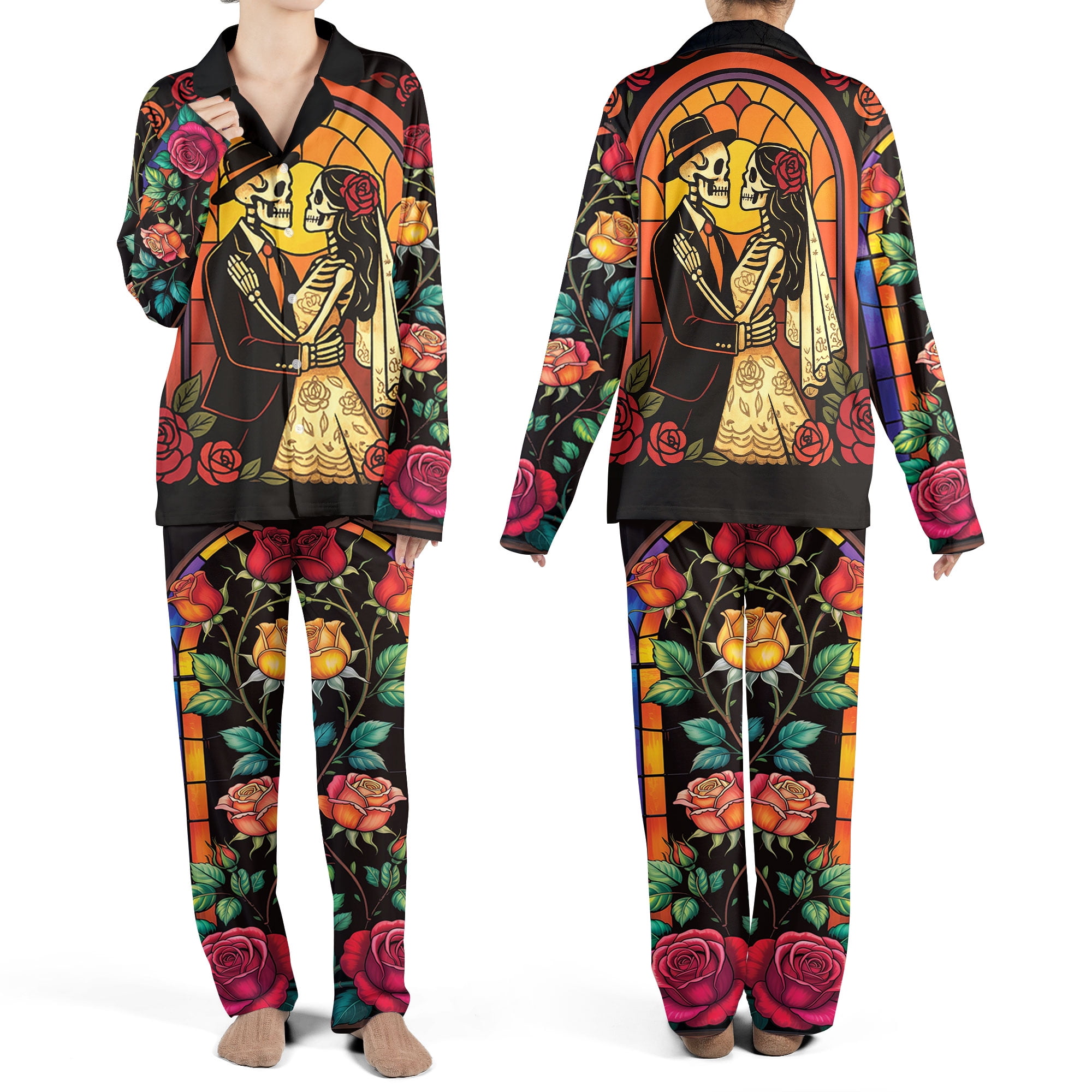 Eternal Wedding Lovers Pajama Set, Stained-Glass Romantic Couple Art ...