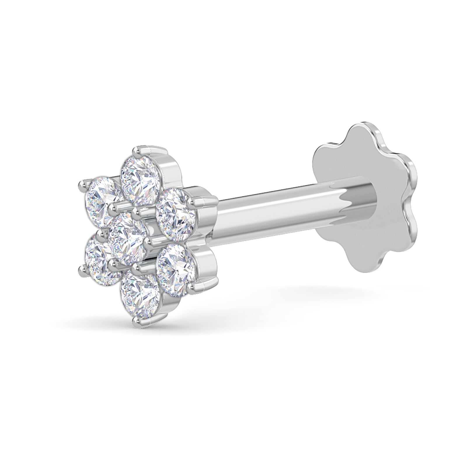 EternalDia 4.25mm Diamond Nose Ring With Screw Back in 14K White Gold ...