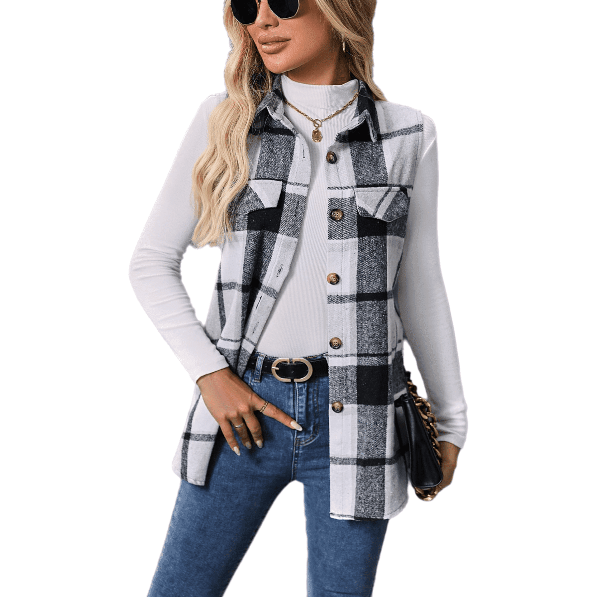 Eternatastic Women's Outerwear Vests Fall Flannel Plaid Vest Button ...