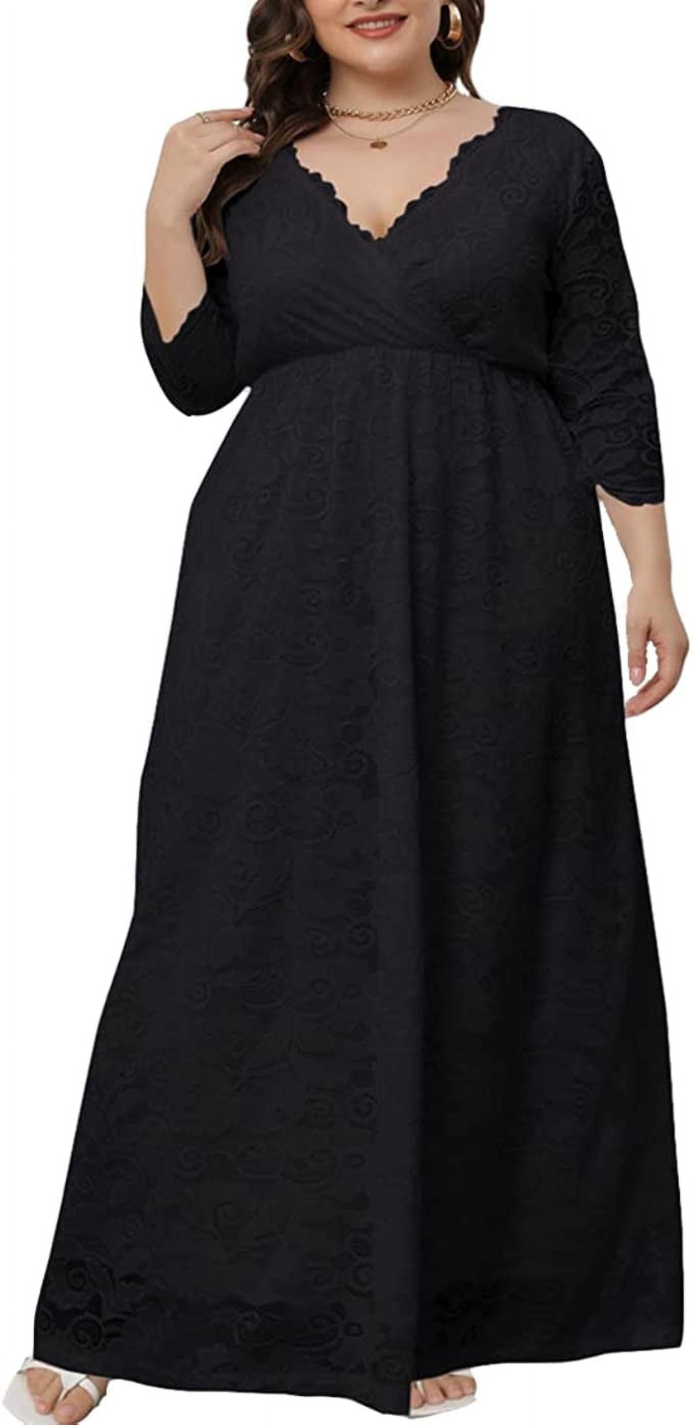 Eternatastic Womens Maxi Dress Evening Party 2/3 Sleeves Lace Long ...