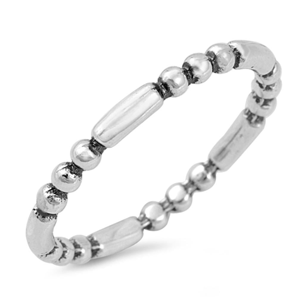 Eternity Ball Bar Ring .925 Sterling Silver Band Jewelry Female Male ...