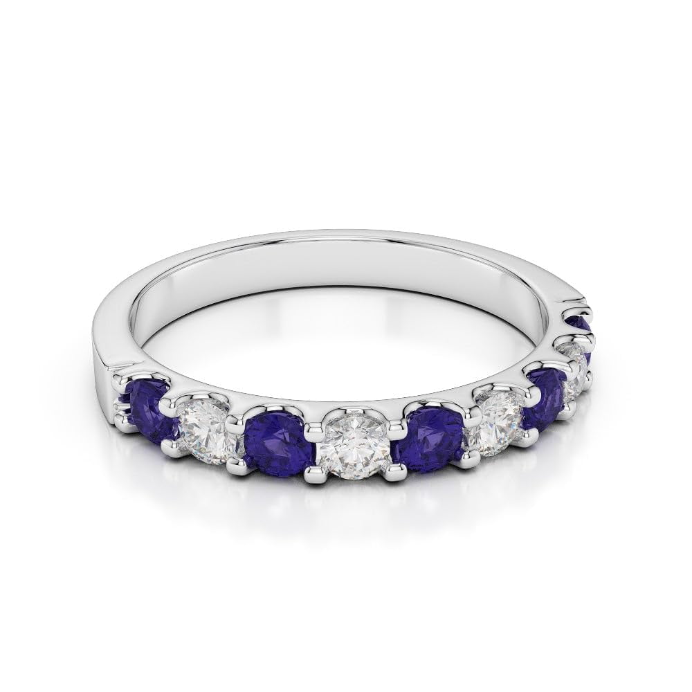 Eternity Band 3mm Round Tanzanite Gemstone 925 Sterling Silver Women ...