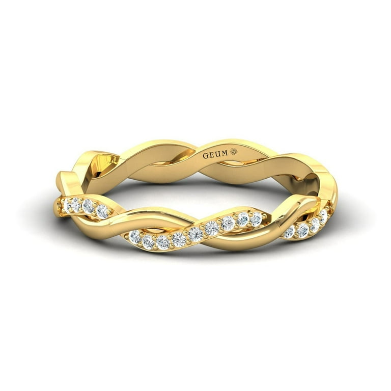 Eternity Band Genuine Yellow Gold Diamond Rings for Women Real Diamond Bridesmaid Handmade Ring Designer Jewelry for Women