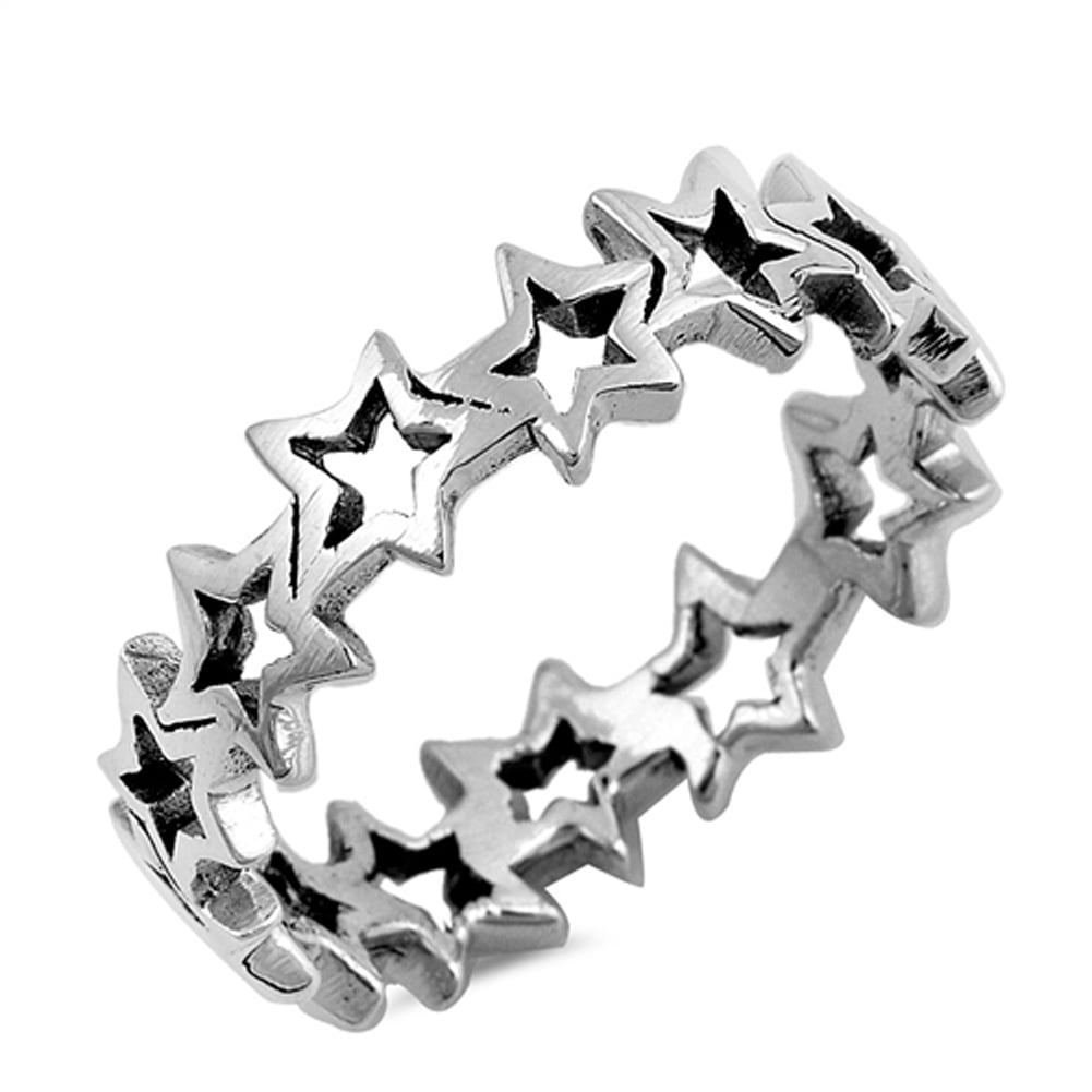 Eternity Cutout Star Ring .925 Sterling Silver Band Jewelry Female Male ...