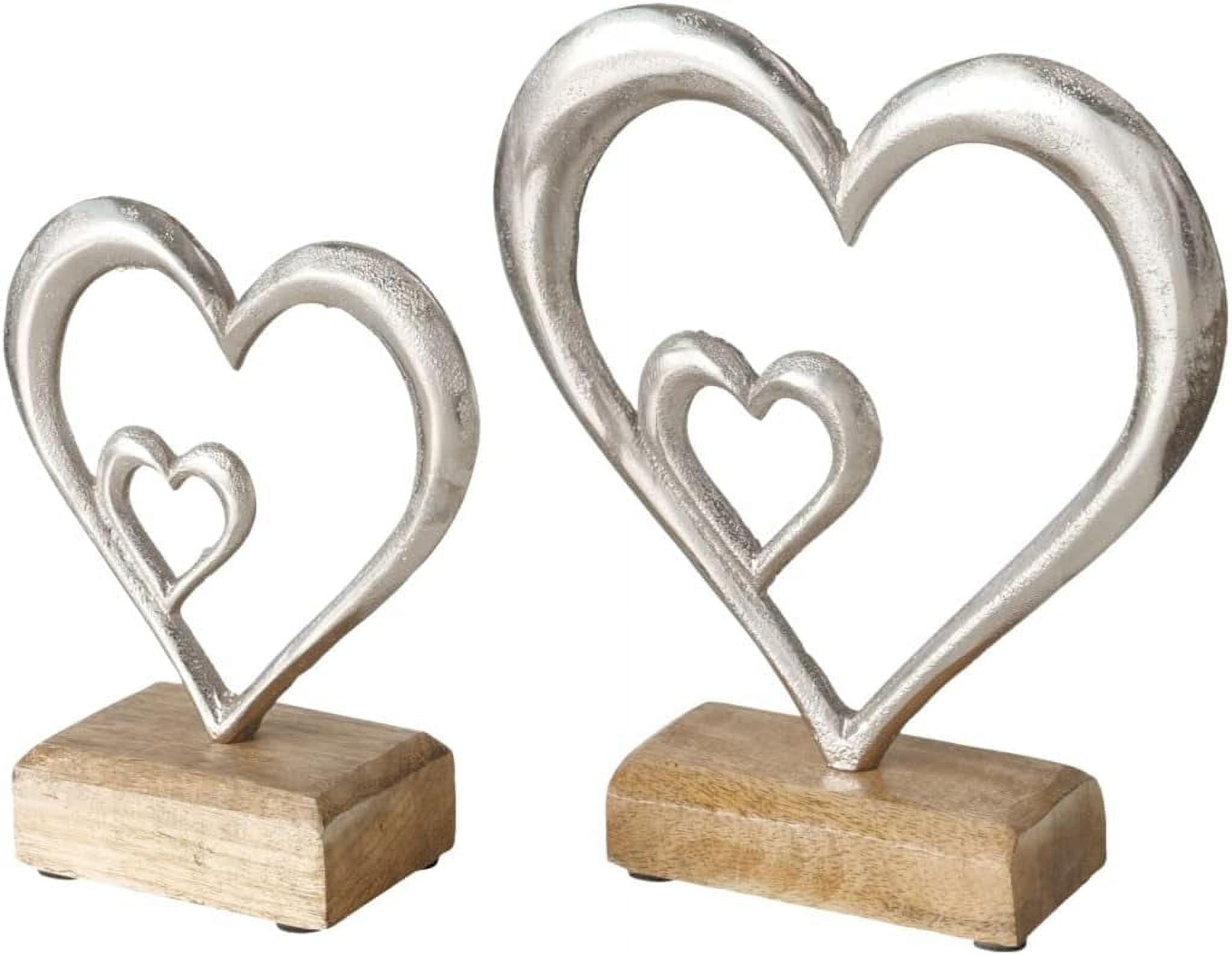 Eternity Double Heart Figurines, Set of 2, Hand Cast Aluminum. Mango ...
