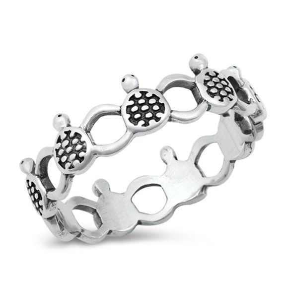 Simulated White Opal Sea Turtle Simple Ring Sterling Silver Size 5 ...