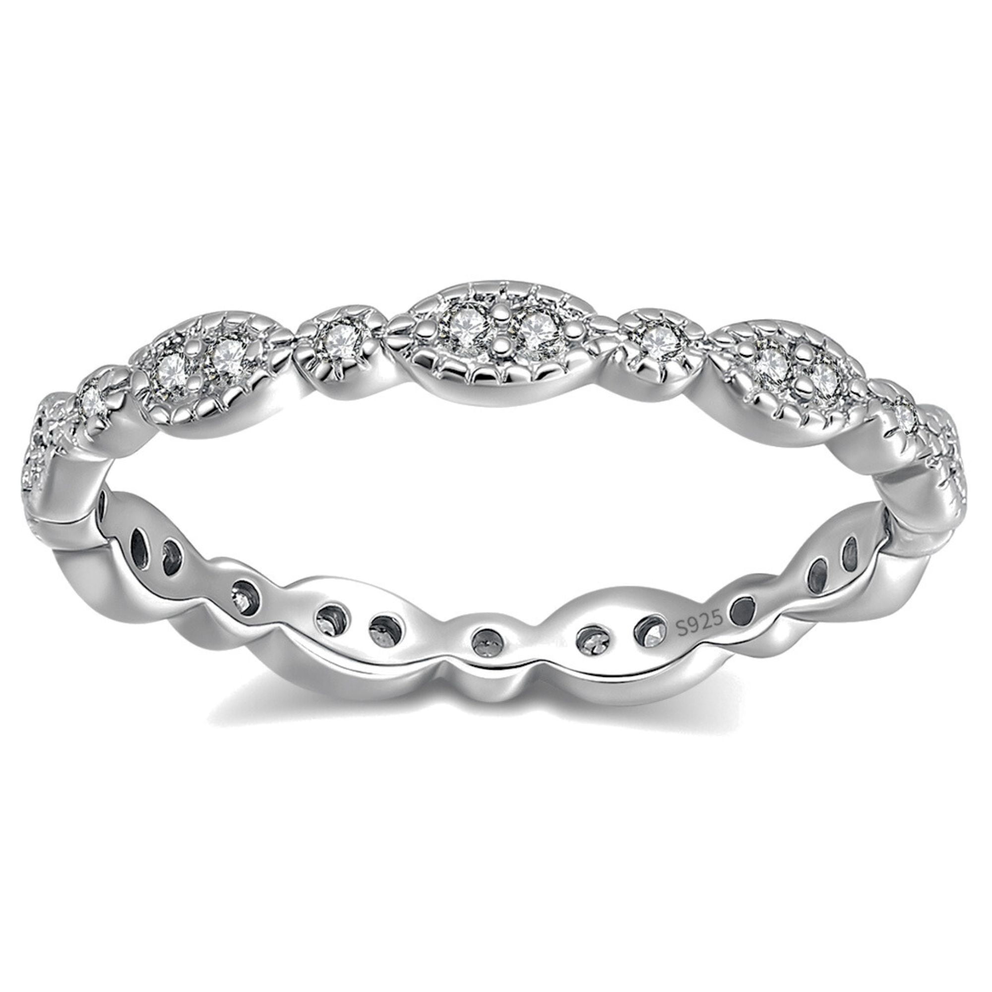 Eternity Wedding Band for Women Cubic Zirconia Sterling Silver Stacking ...