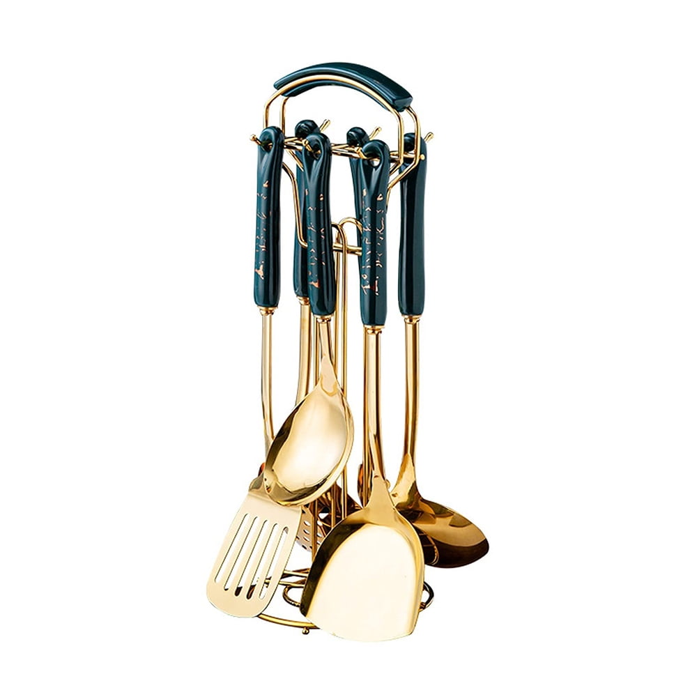 Eterstarly Kitchen Cookware Sets with Holder, 7pcs Metal Cooking Tools ...