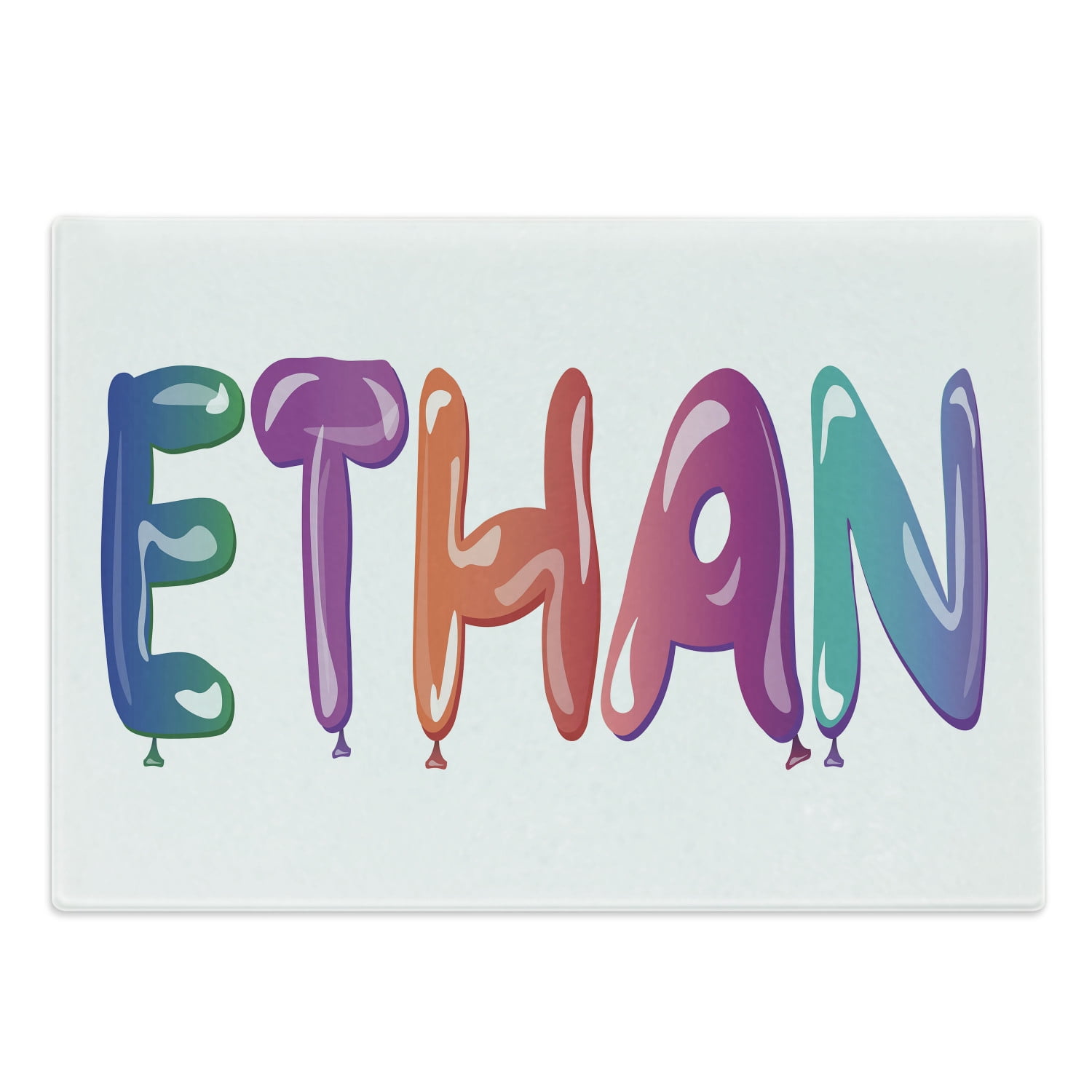 Ethan Cutting Board, Colorful Letters in the Shape of Balloons Happy ...