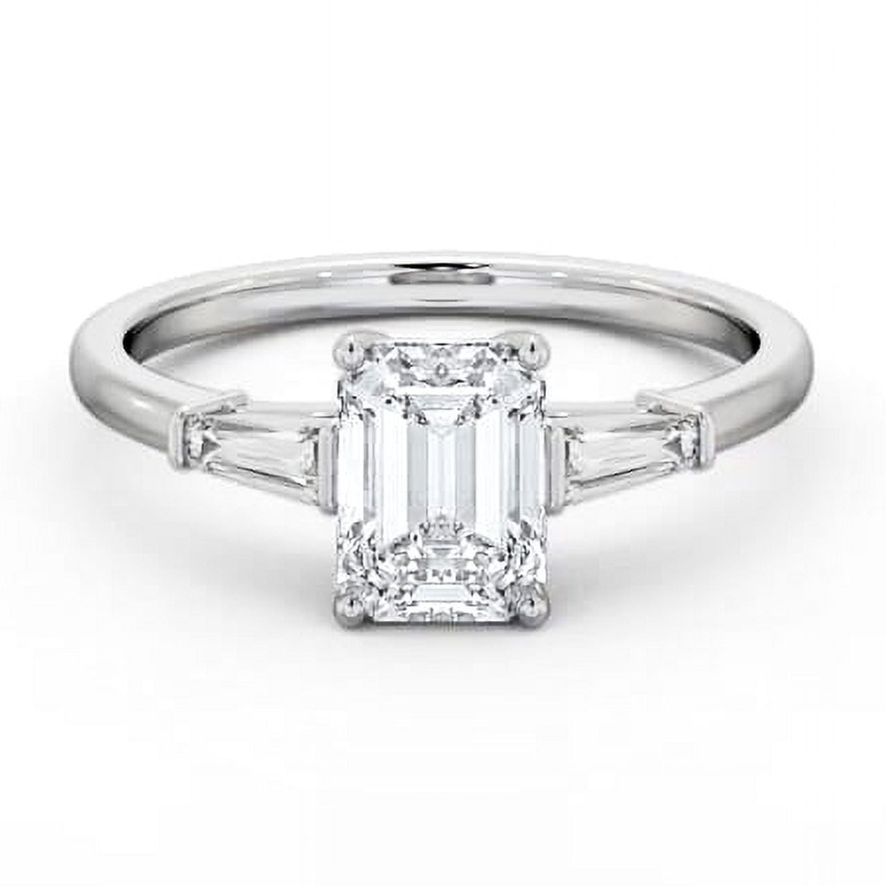 Ethan Jewel 14K White Gold Plated - 2 Ct Emerald Cut Moissanite ...