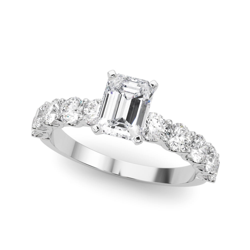 Ethan Jewel 14K White Gold Plated Emerald Cut Diamond Ring - 2.3 Ct Lab ...