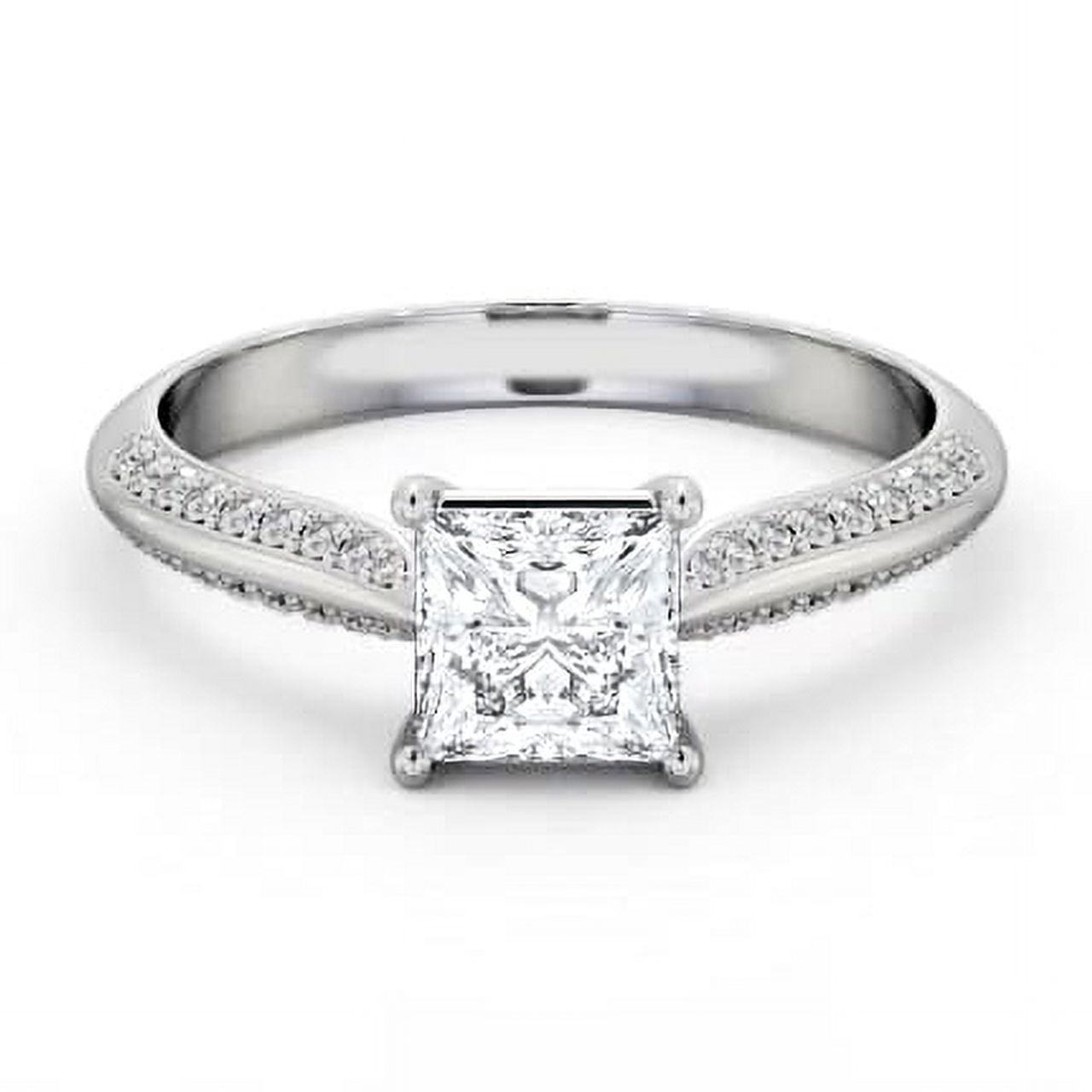 Ethan Jewel 14K White Gold Plated Rings - 1.7 Ct Moissanite Princess ...