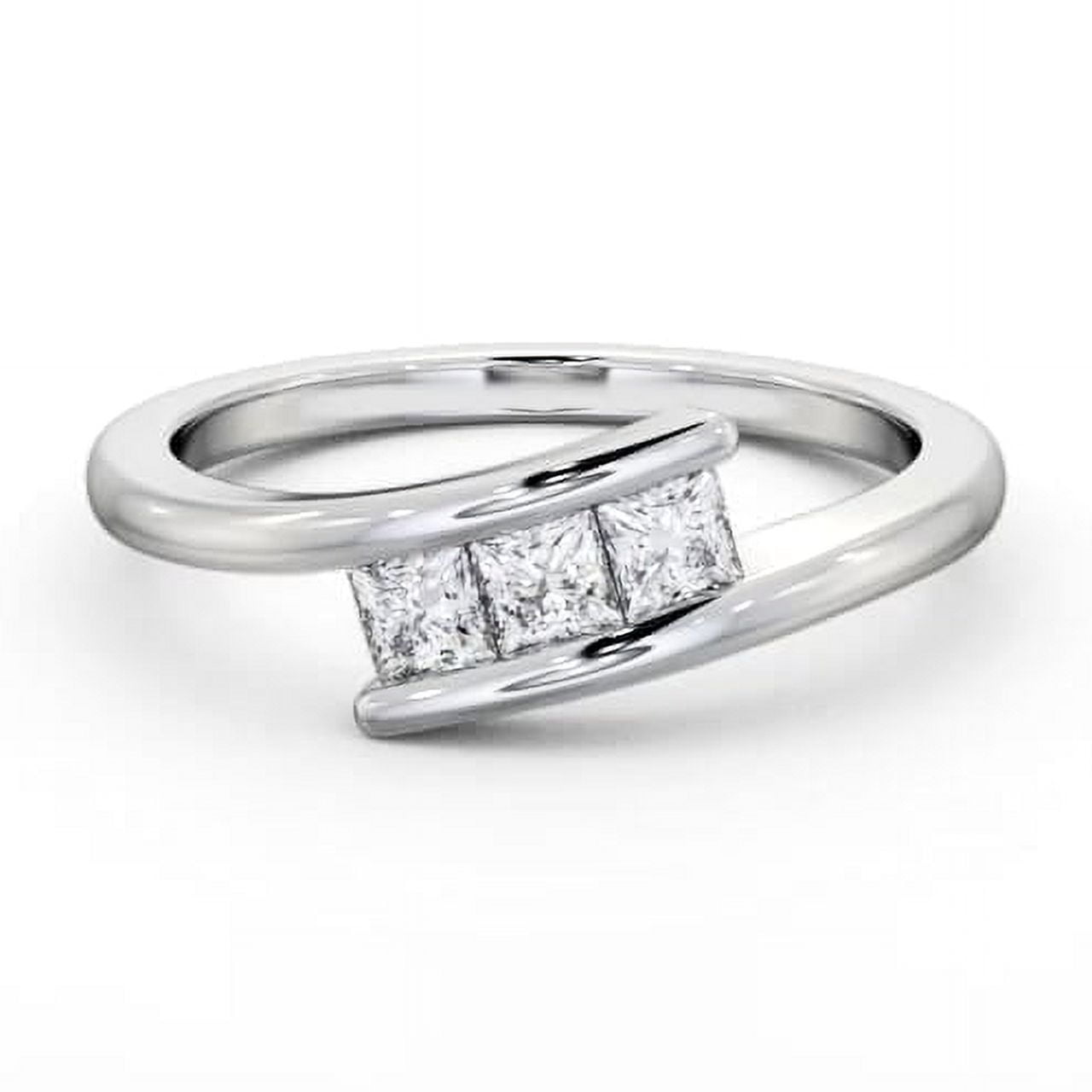 Ethan Jewel 14K White Gold Plated Rings - 1 Ct Princess Cut Moissanite ...