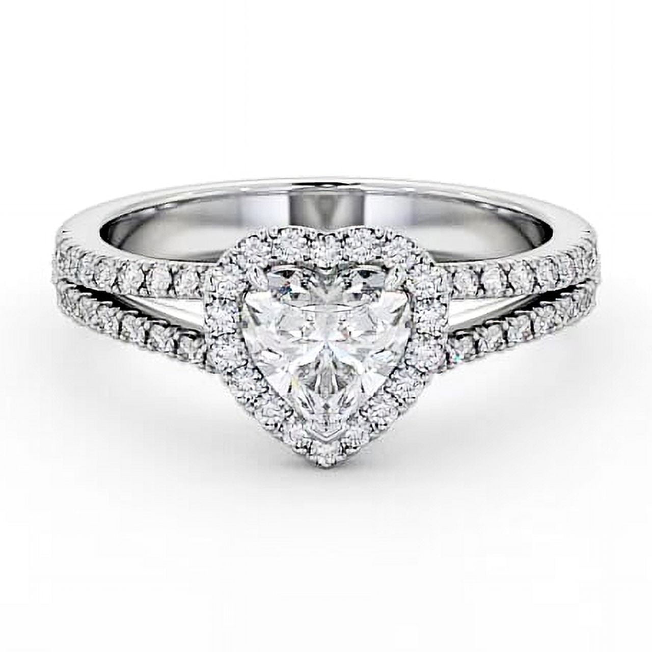 Ethan Jewel 14K White Gold Plated Solitaire Ring - Heart Cut Excellent ...