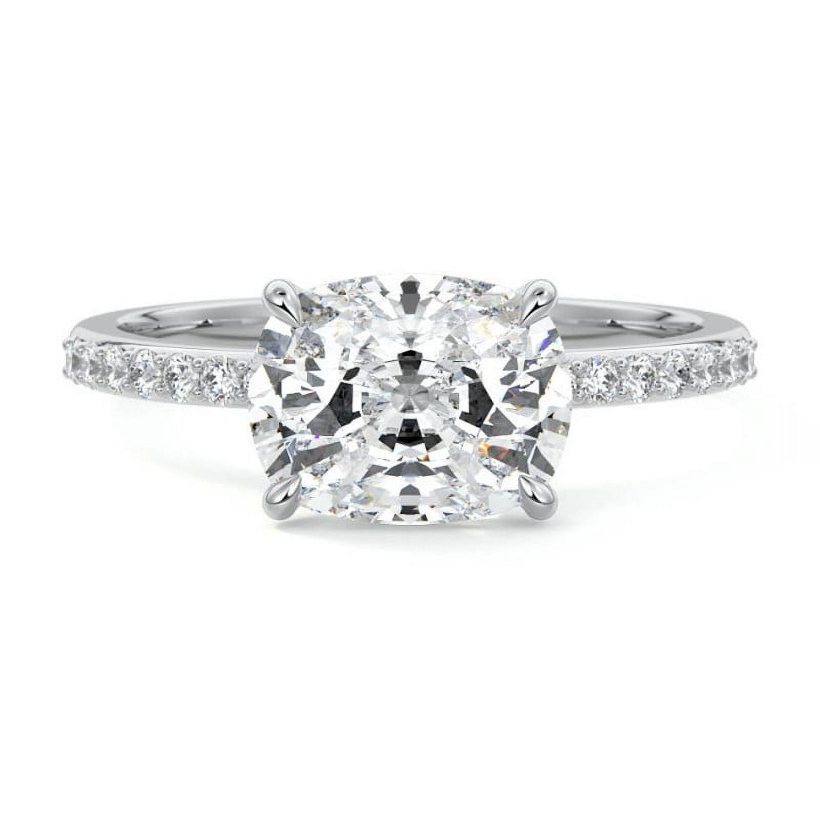 Ethan Jewel 2.1 Ct Cushion Cut Diamond Rings for Her - 14K White Gold ...