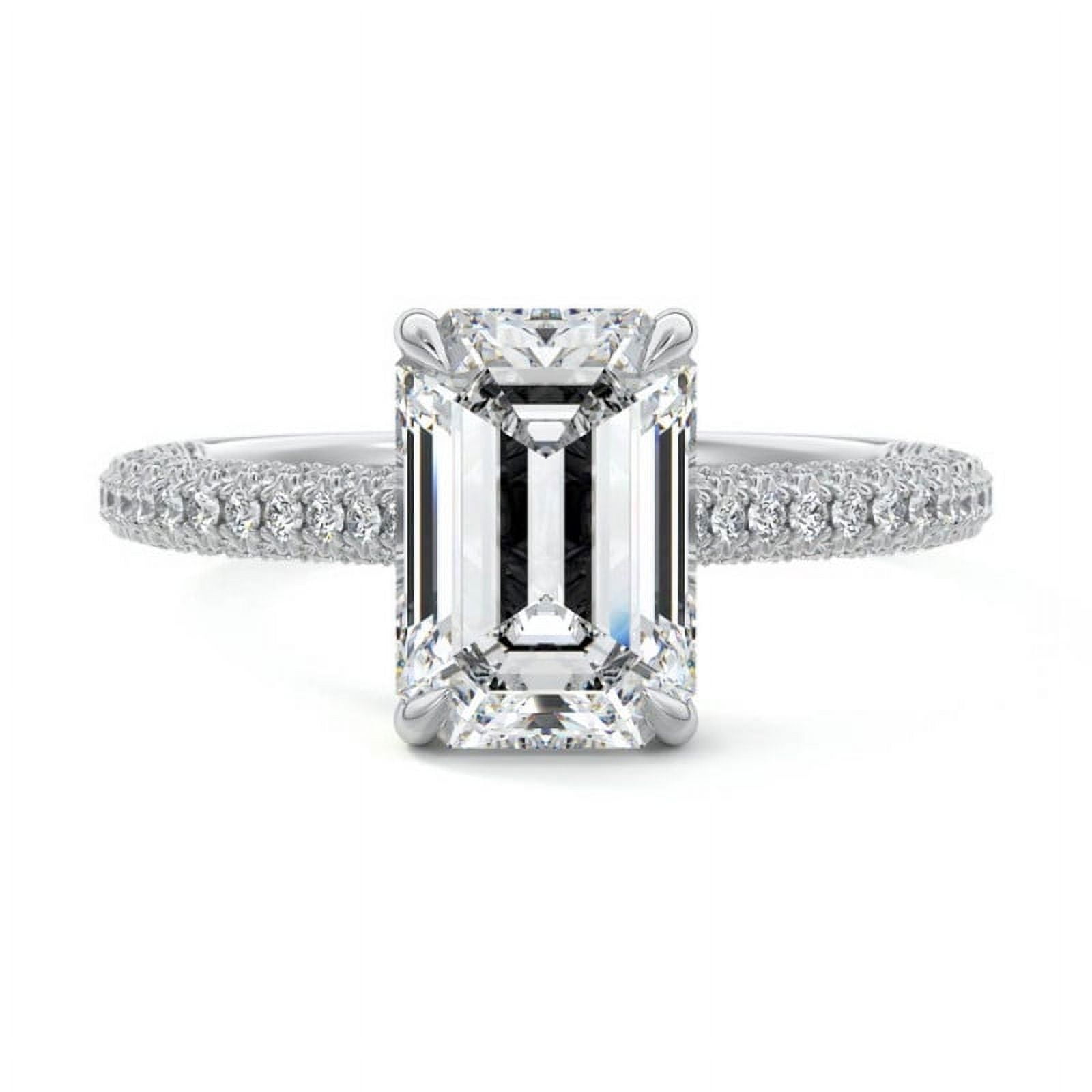 Ethan Jewel 2.18 Ct Emerald Cut Diamond Rings for Her - 14K White Gold ...