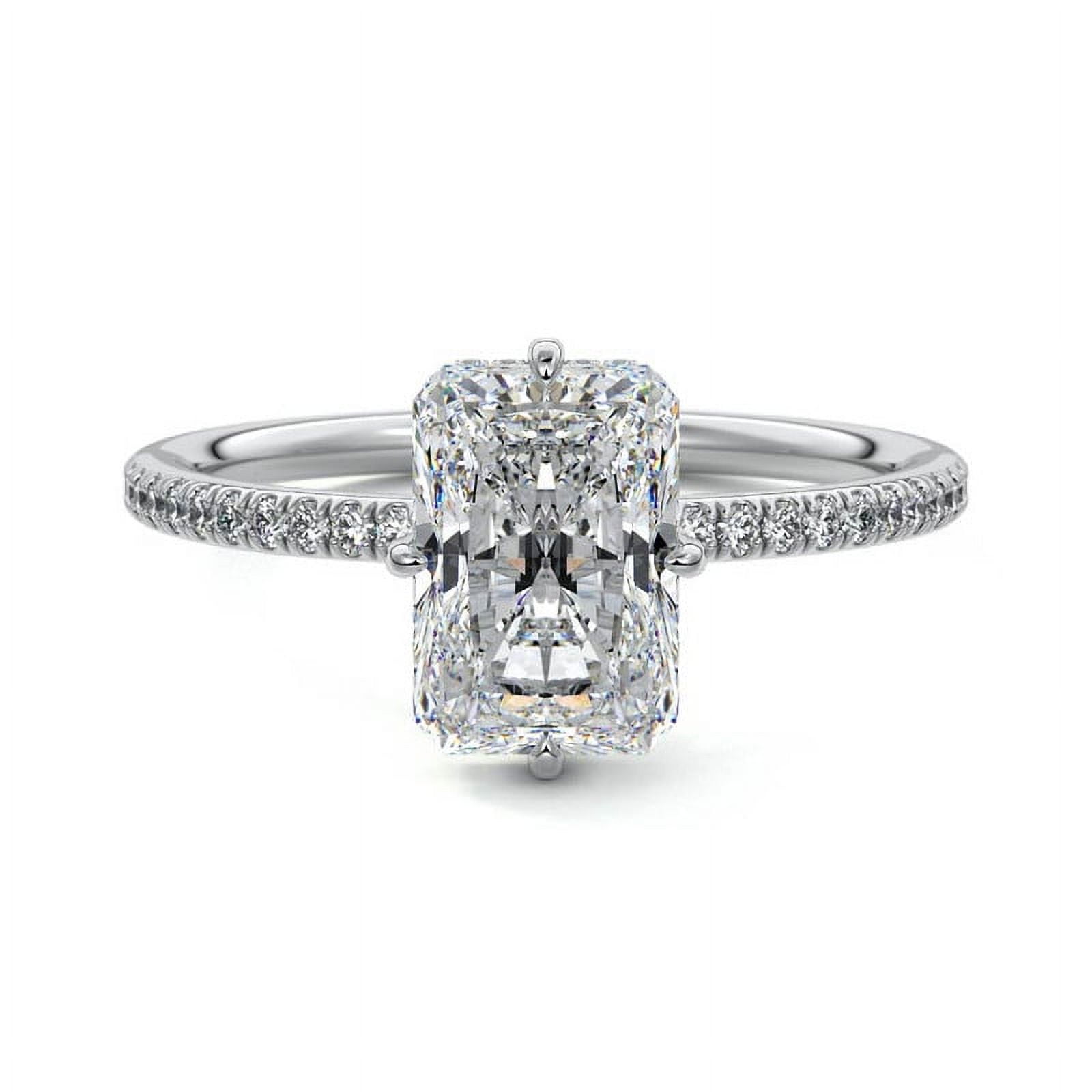 Ethan Jewel Radiant 2.1 Ct Diamond Ring - White Gold Over 14K Bands ...