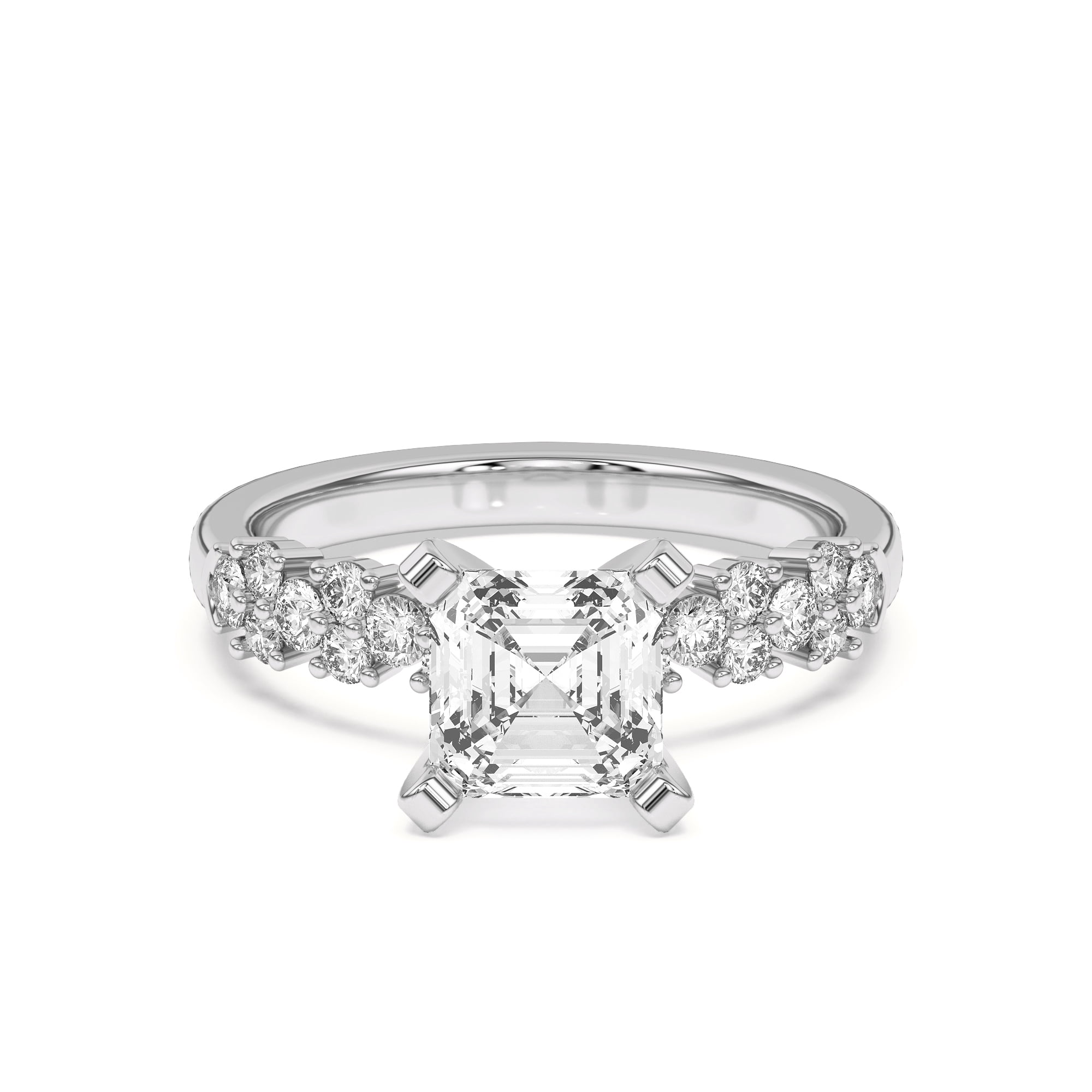 Ethan Jewel 2.3 Ct Asscher Cut Lab Diamond Engagement Ring - 14K White ...
