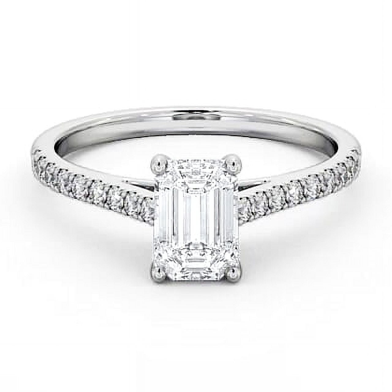 Ethan Jewel 2.4 Ct VVS1/D Emerald Cut Moissanite Ring - 14K White Gold ...
