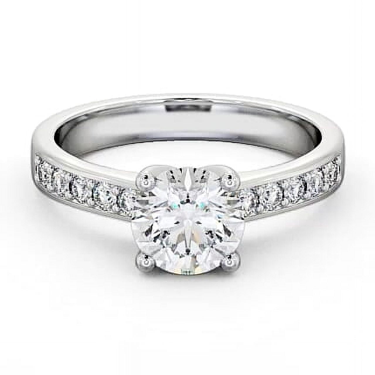 Ethan Jewel Brilliant 2.1 Ct Round Cut Moissanite Ring - 14K White Gold ...