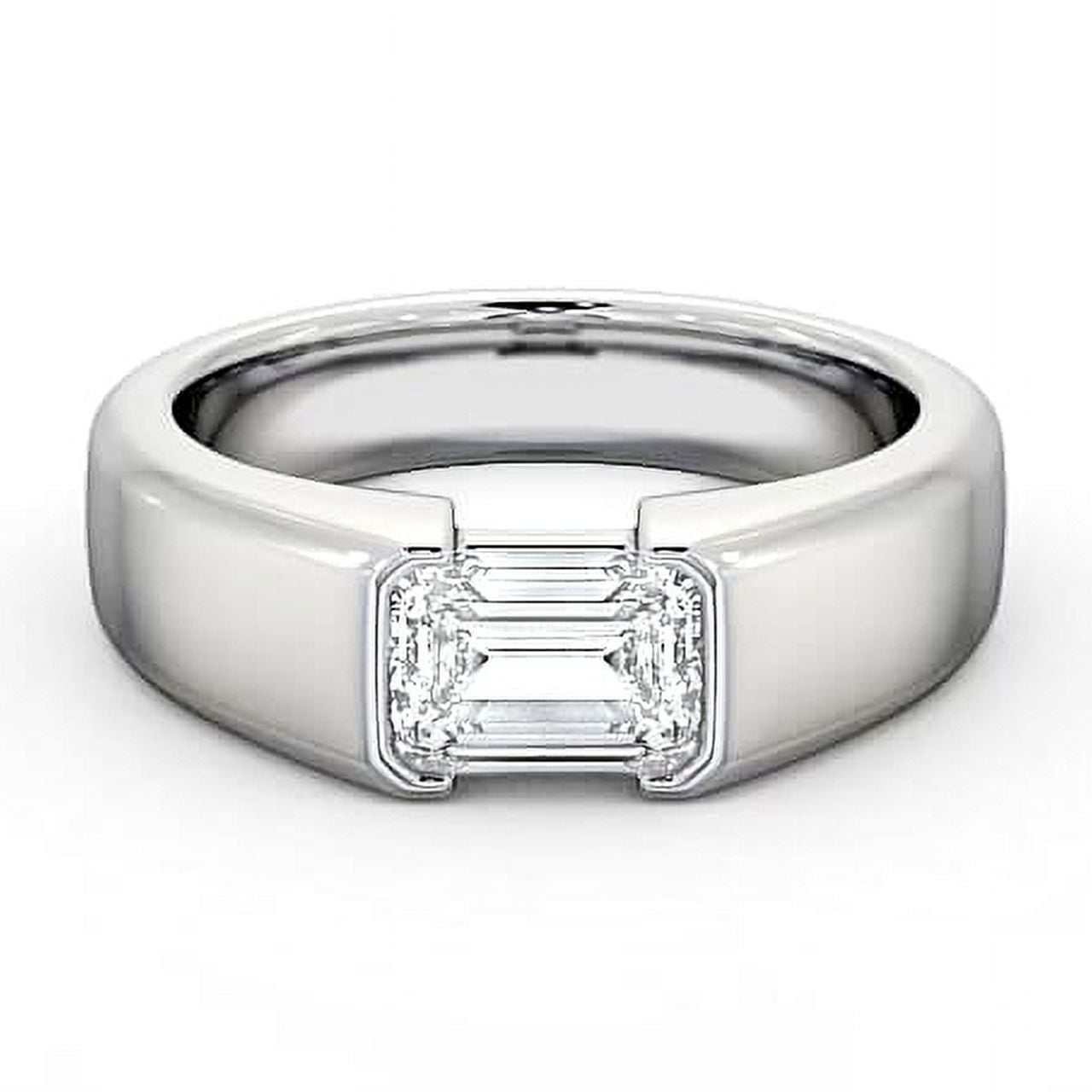 Ethan Jewel Emerald Cut 2 Ct Moissanite Rings for Women's - 14K White ...