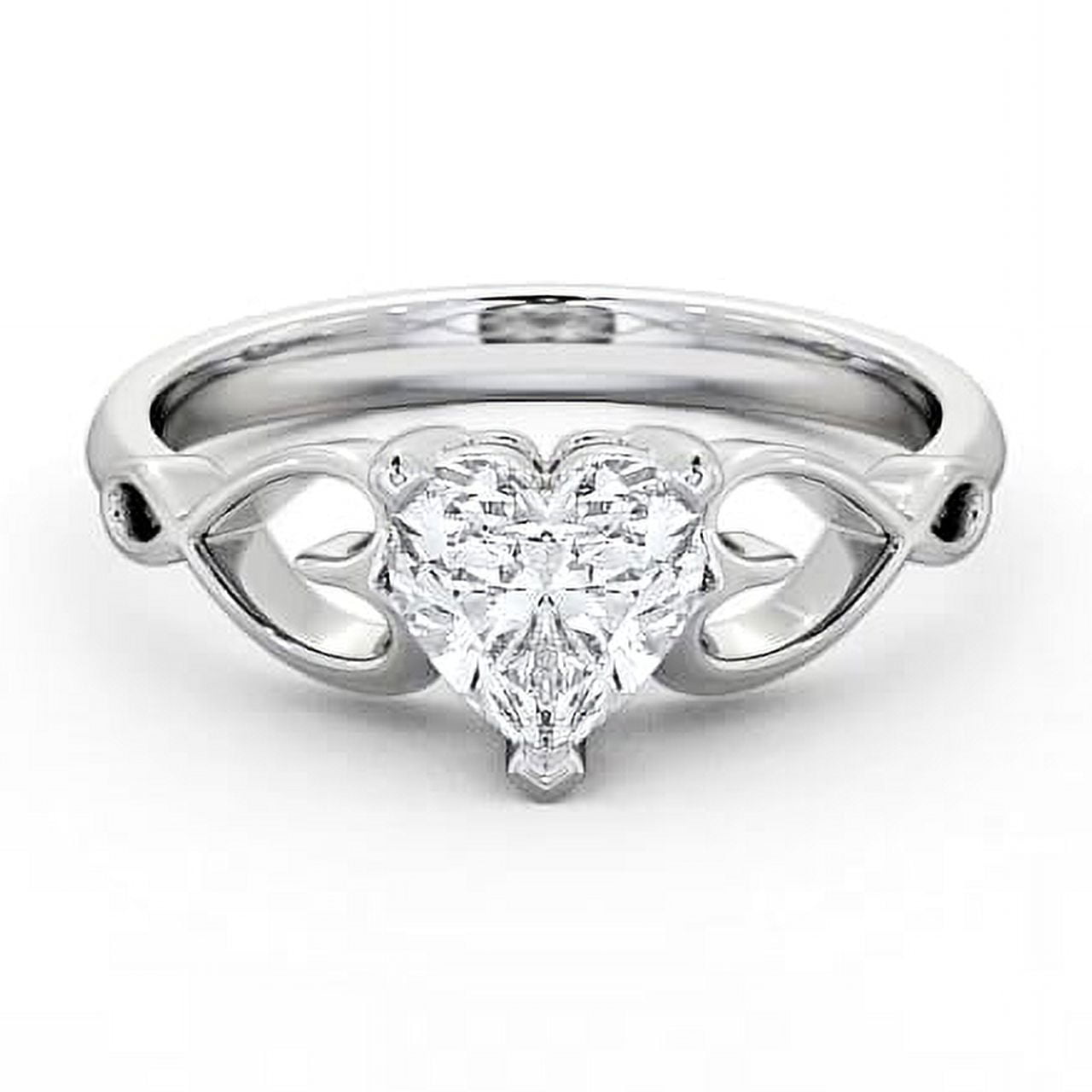 Ethan Jewel Excellent 2.4 Ct Heart Cut Moissanite Ring - 14K White Gold ...