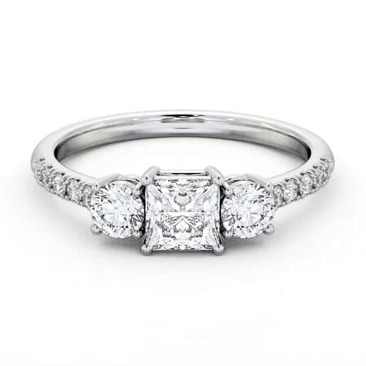 Ethan Jewel Princess Cut Excellent 1.8 Ct Moissanite Rings - 14K White ...