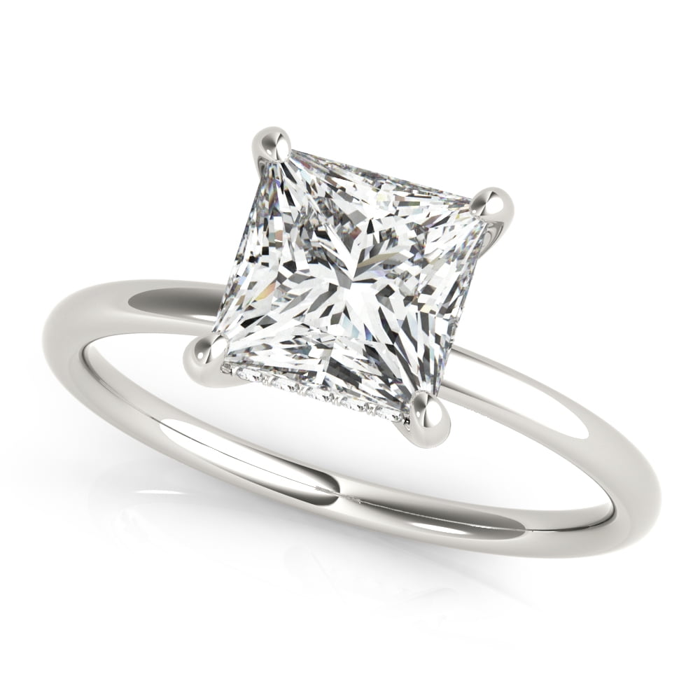 Ethan Jewel Princess-Shaped Diamond Hidden Halo Bridal Ring - 2.2 Ct ...