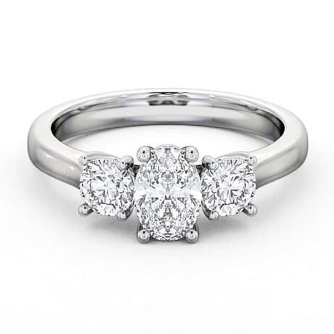Ethan Jewel Prong Set 1.5 Ct Oval Cut Moissanite Ring - 14K White Gold ...