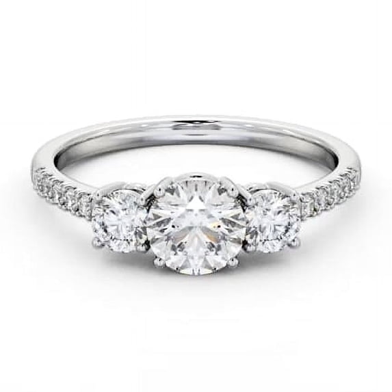 Ethan Jewel Prong Set 1.8 Ct Round Cut Moissanite Ring - 14K White Gold ...