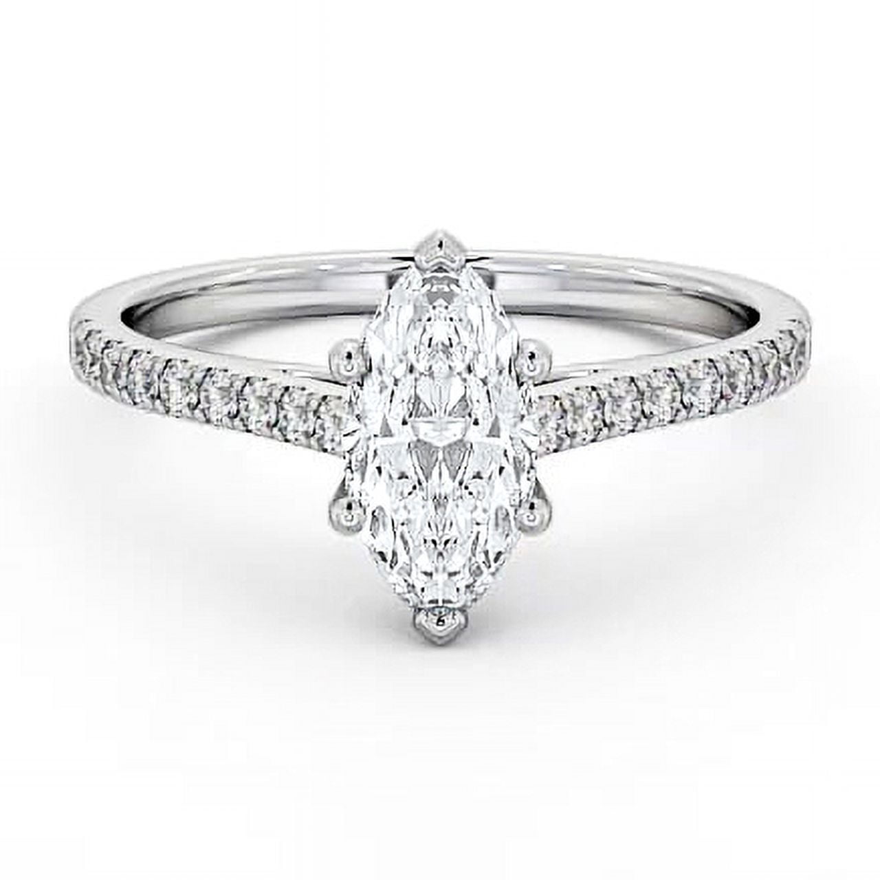 Ethan Jewel Prong Set 2.2 Ct Marquise Cut Wedding Moissanite Ring - 14K ...